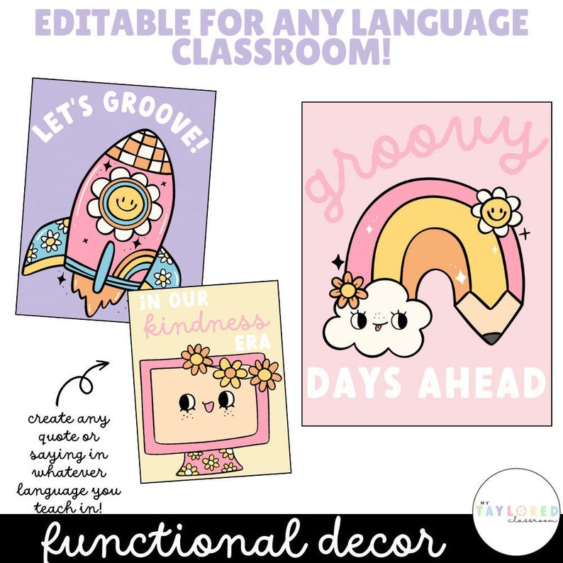 Groovy Brights Classroom Posters | EDITABLE | Back to School Classroom ...