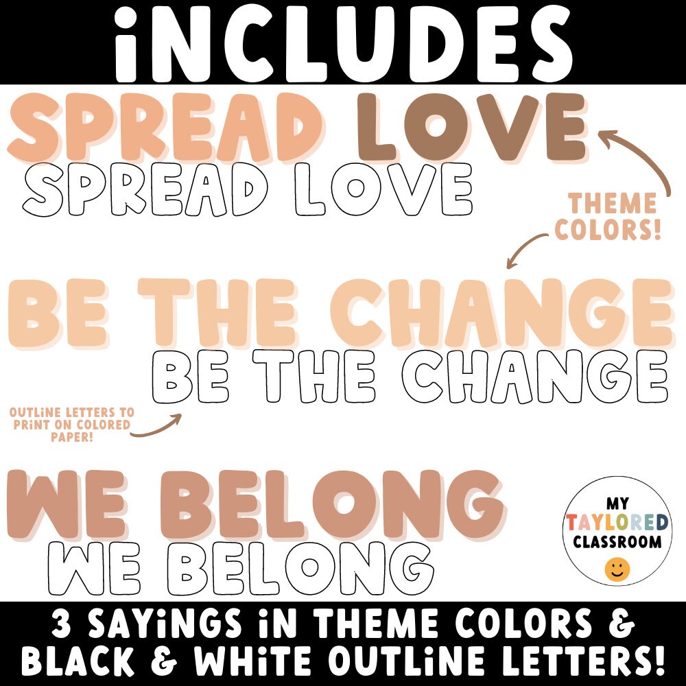 Diversity Boho Neutral Bulletin Board Kit Boho Neutral - Etsy