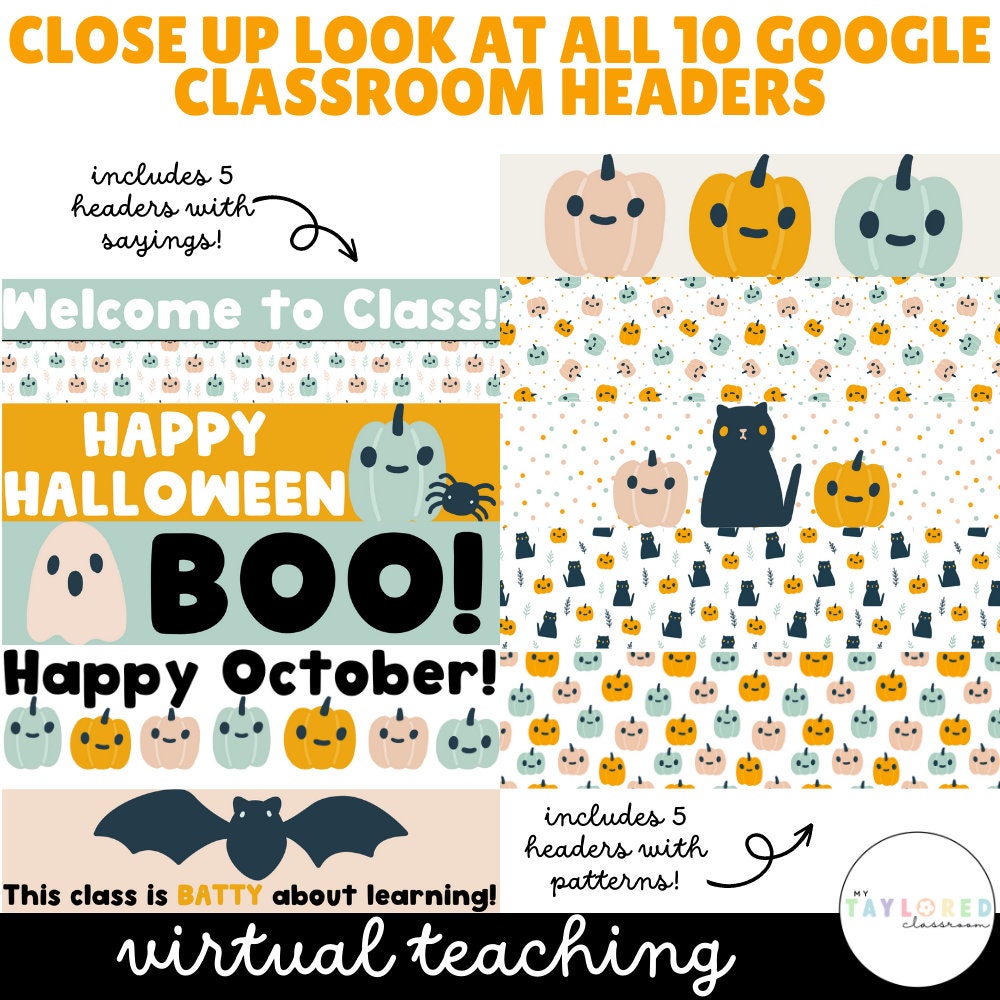 Halloween Boho Pastel Google Classroom Headers | Halloween Classroom ...
