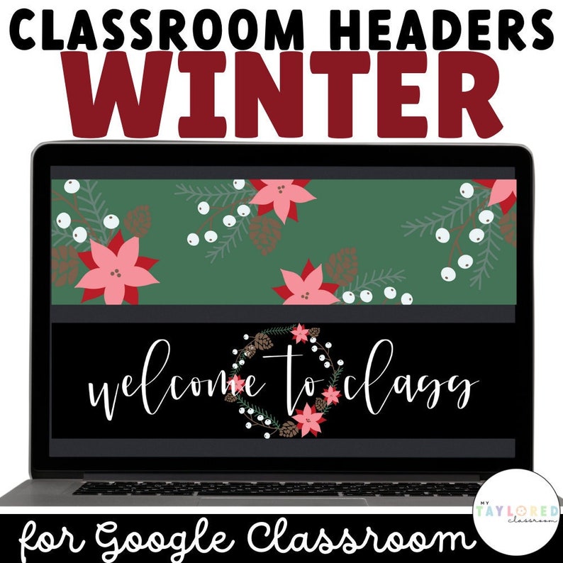 Winter Flowers Google Classroom Headers | Christmas Classroom Decor - Etsy