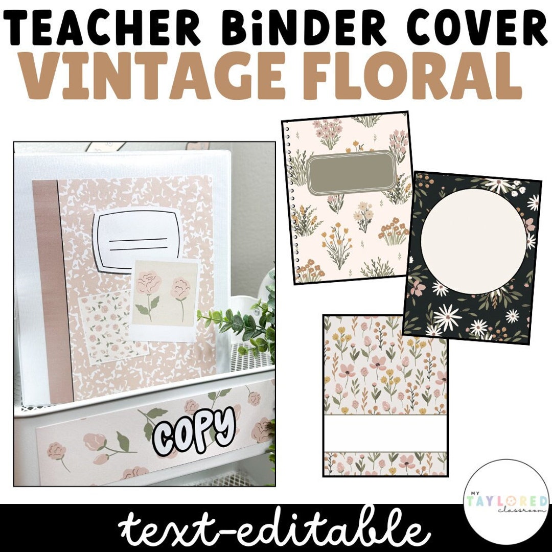 Vintage Floral Teacher Binder Covers | EDITABLE | Vintage Classroom ...