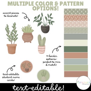 Plant Boho Neutral Bulletin Board Kit | Plant Bulletin Board | Plant ...