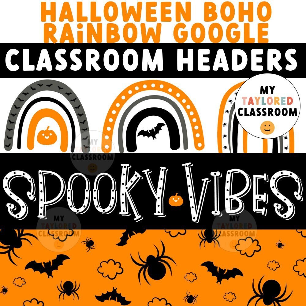 Halloween Boho Rainbow Google Classroom Headers - Etsy