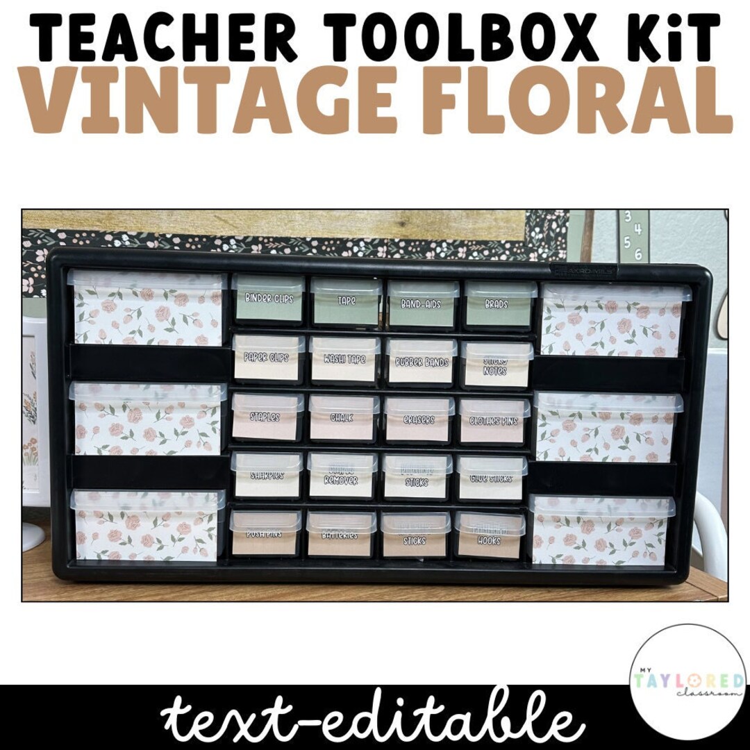 Vintage Floral Teacher Toolbox Labels | EDITABLE | Vintage Classroom ...