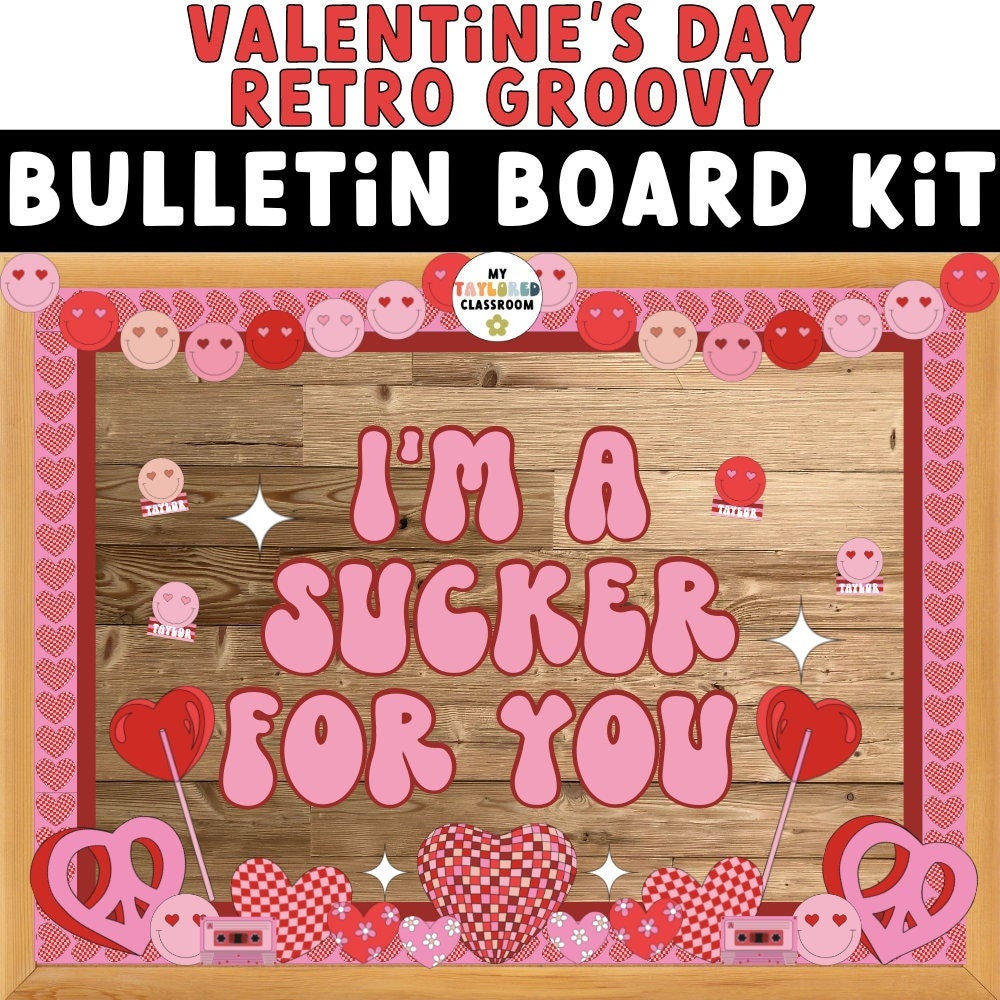 Valentine's Day Retro Groovy Bulletin Board Kit or Door Decor - Etsy