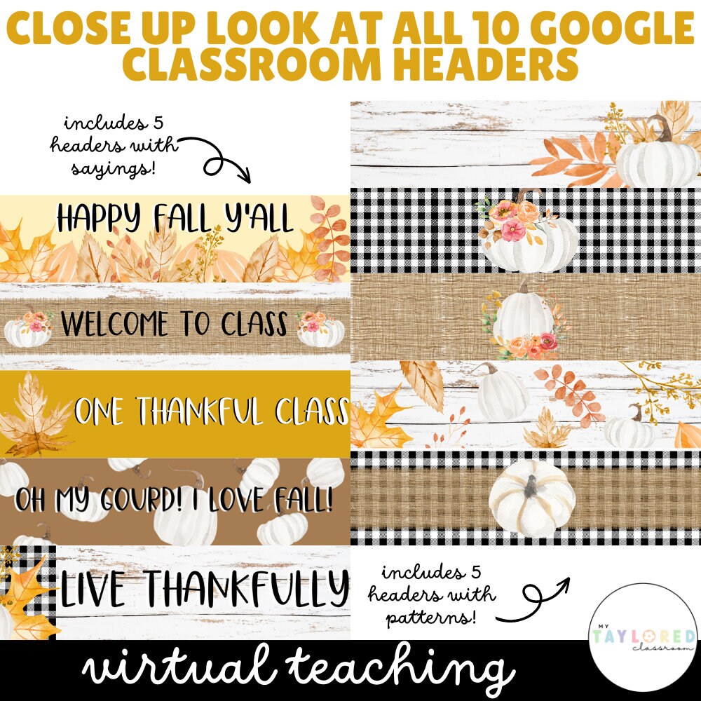 Fall Farmhouse Google Classroom Decor | Fall Classroom Decor ...