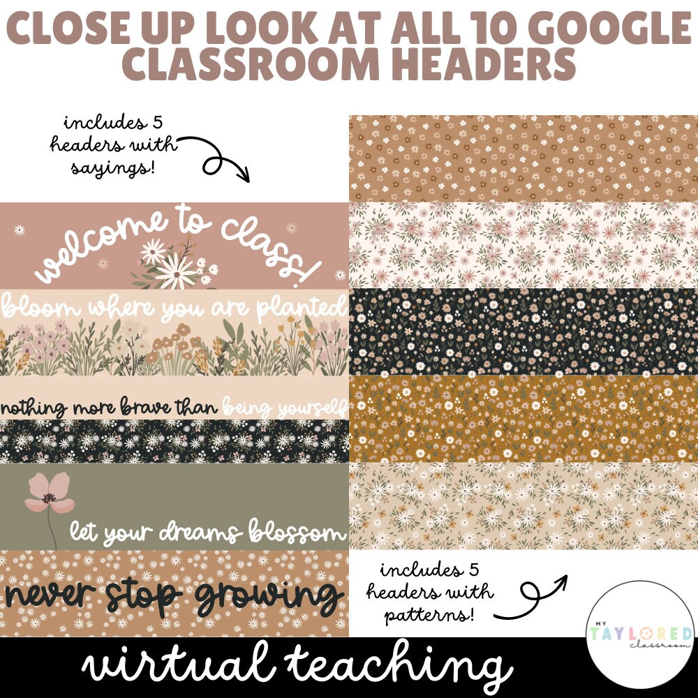 Vintage Floral Google Classroom Headers | Vintage Classroom Decor - Etsy