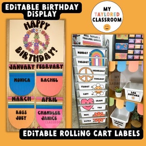 Retro Rainbow Classroom Decor | EDITABLE | Retro Classroom Decor - Etsy