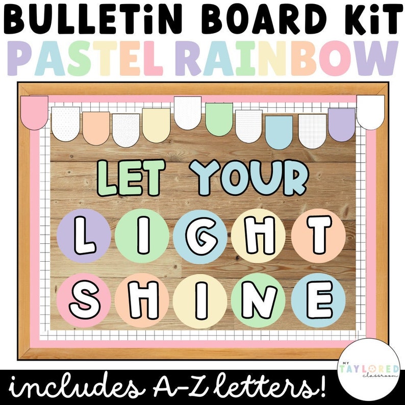 Pastel Rainbow Classroom Bulletin Board Kit | EDITABLE | Pastel ...