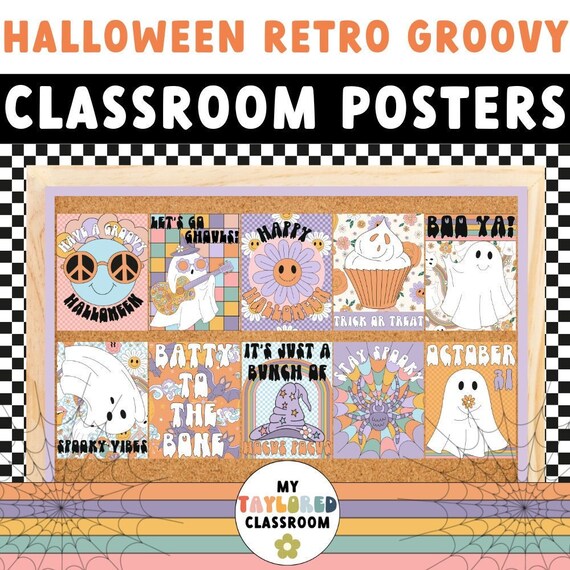 Halloween Retro Groovy Classroom Posters Halloween Classroom - Etsy