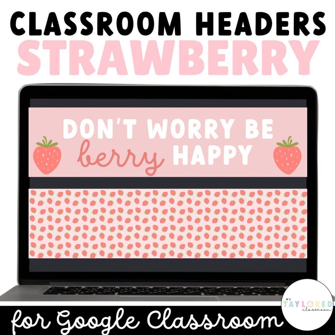 Strawberry Google Classroom Headers | Pastel Brights Gingham Classroom ...