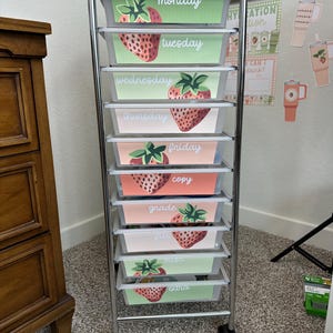 Vintage Strawberry Rolling Cart Labels – Teacher Trolley Organization ...