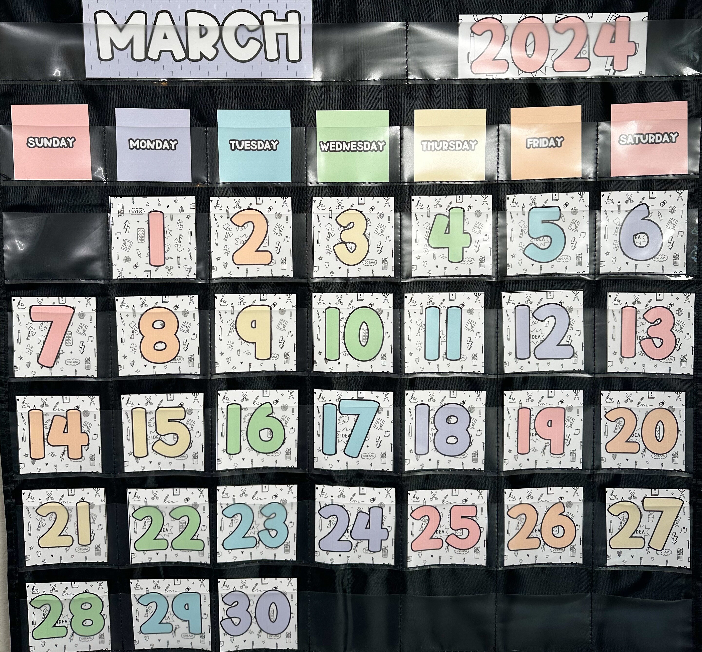School Doodles Classroom Calendar Kit | EDITABLE | Calm Pastel ...