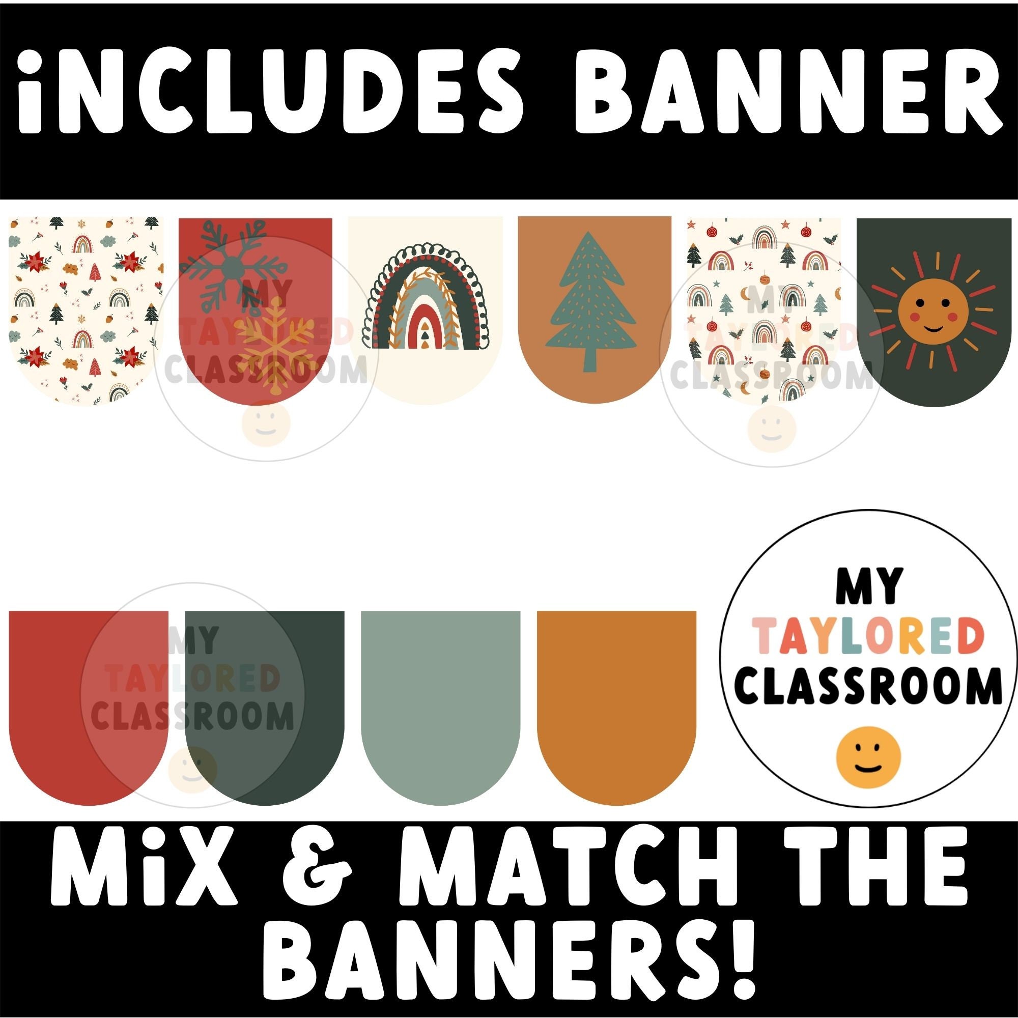 Christmas Boho Rainbow Bulletin Board Kit - Etsy