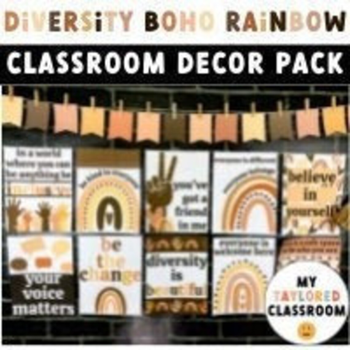 Diversity Boho Rainbow Classroom Decor Pack | Etsy