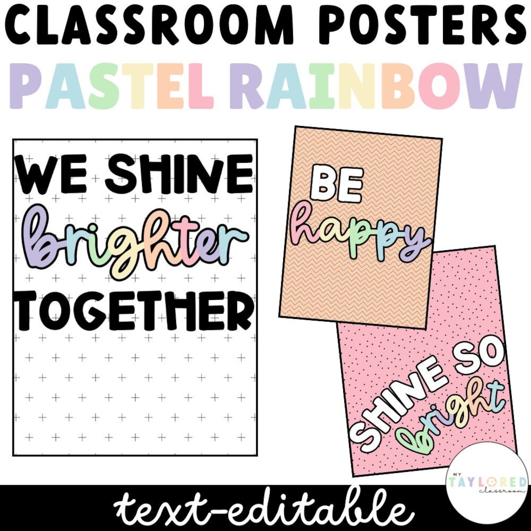 Pastel Rainbow Classroom Posters | EDITABLE | Pastel Classroom Decor - Etsy
