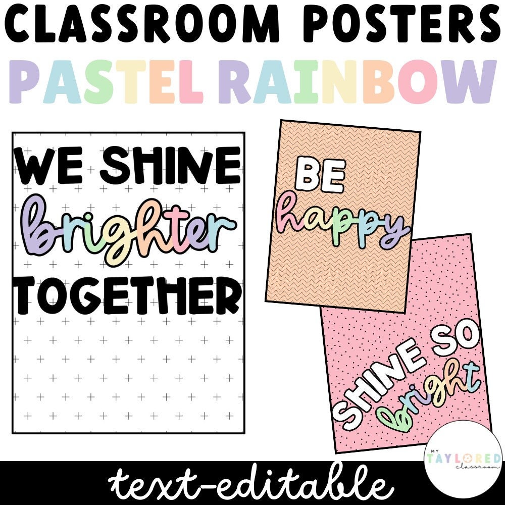 Pastel Rainbow Classroom Posters | EDITABLE | Pastel Classroom Decor - Etsy