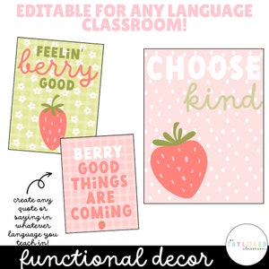 Strawberry Classroom Posters | EDITABLE | Strawberry Classroom Decor - Etsy