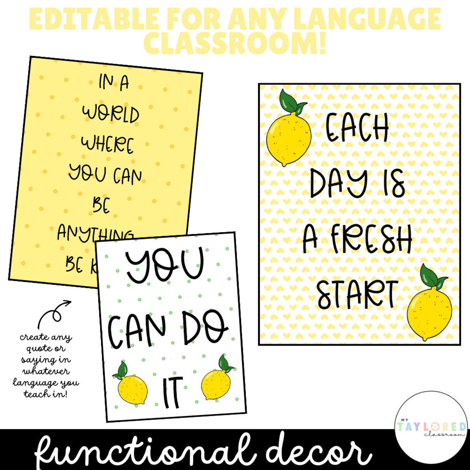 Lemon Classroom Posters | Lemon Classroom Decor - Etsy