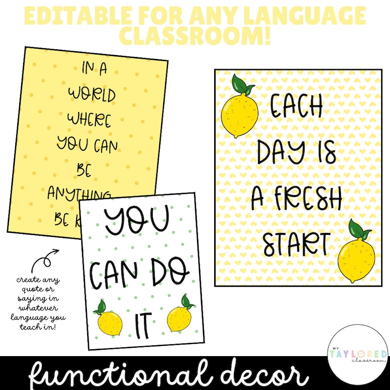 Lemon Classroom Posters | Lemon Classroom Decor - Etsy