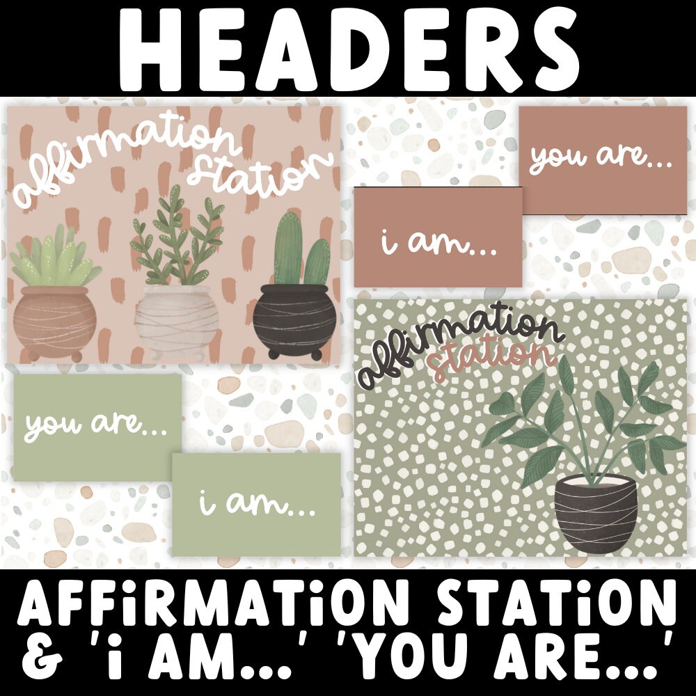 Plant Boho Neutral Affirmation Station EDITABLE Plant - Etsy