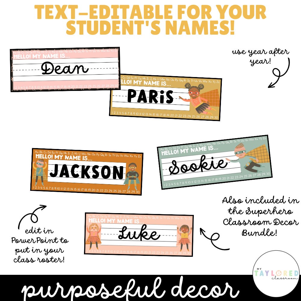 Superhero Desk Name Plates | EDITABLE | Superhero Classroom Decor - Etsy