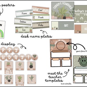 Plant Boho Neutral Classroom Decor Bundle | Plant Classroom Decor ...