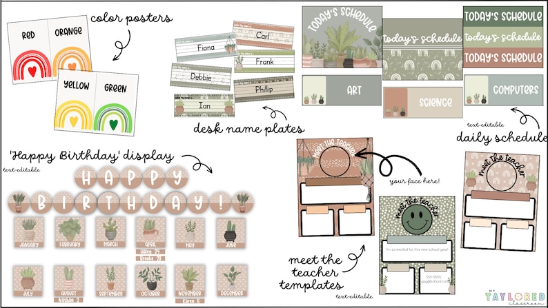 Plant Boho Neutral Classroom Decor Bundle Plant Classroom - Etsy