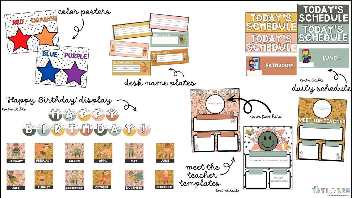 Superhero Black and White Classroom Decor EDITABLE Superhero Classroom ...