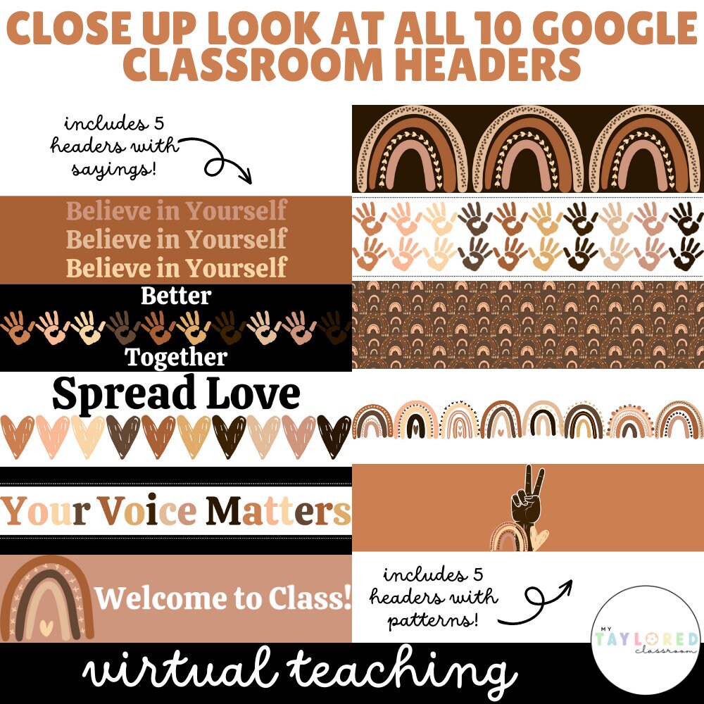 Diversity Boho Rainbow Google Classroom Headers Classroom Decor ...