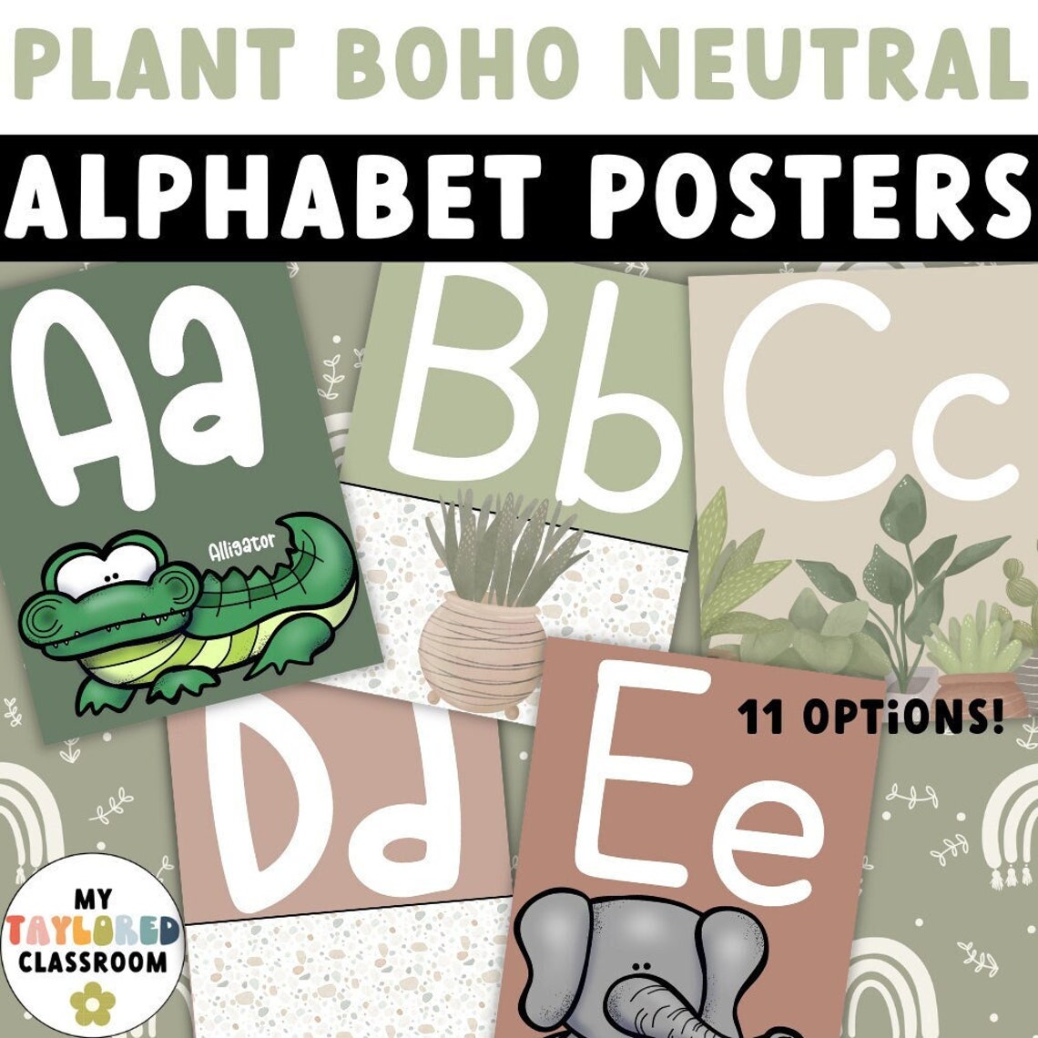 Plant Boho Neutral Alphabet Posters Plant Classroom Decor Calm ...