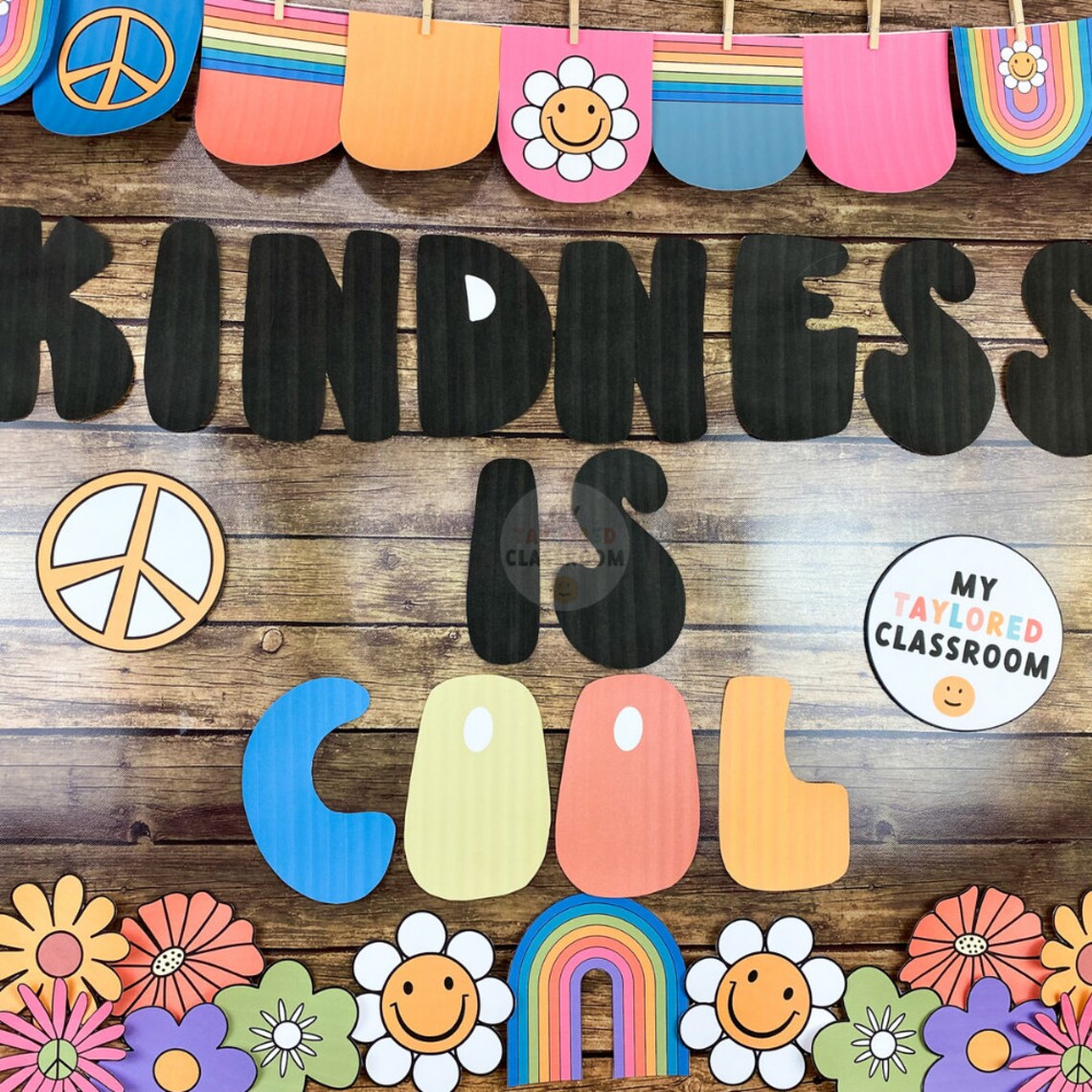 Groovy Kindness Bulletin Board Kit Kindness Door Decor - Etsy
