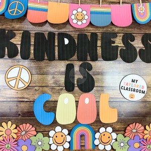 Groovy Kindness Bulletin Board Kit | Kindness Door Decor | Kindness ...