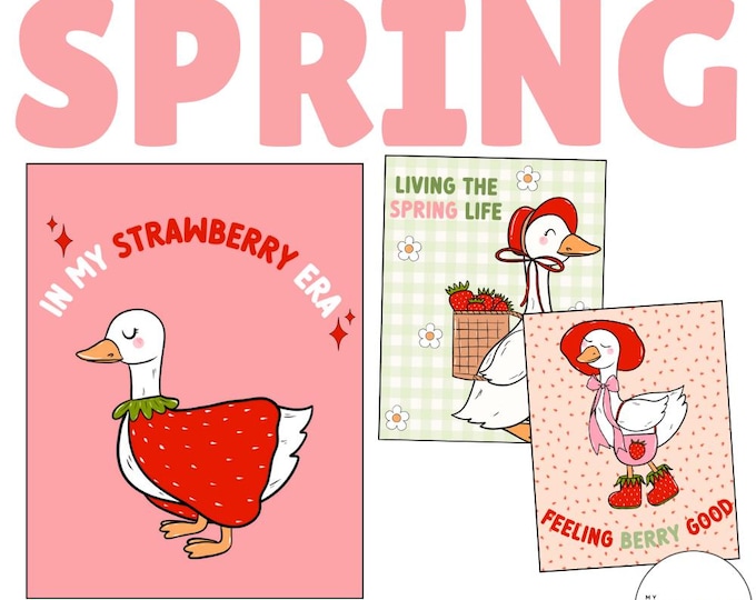 Spring Strawberry Goose Classroom Decor | Spring Bulletin Board ...