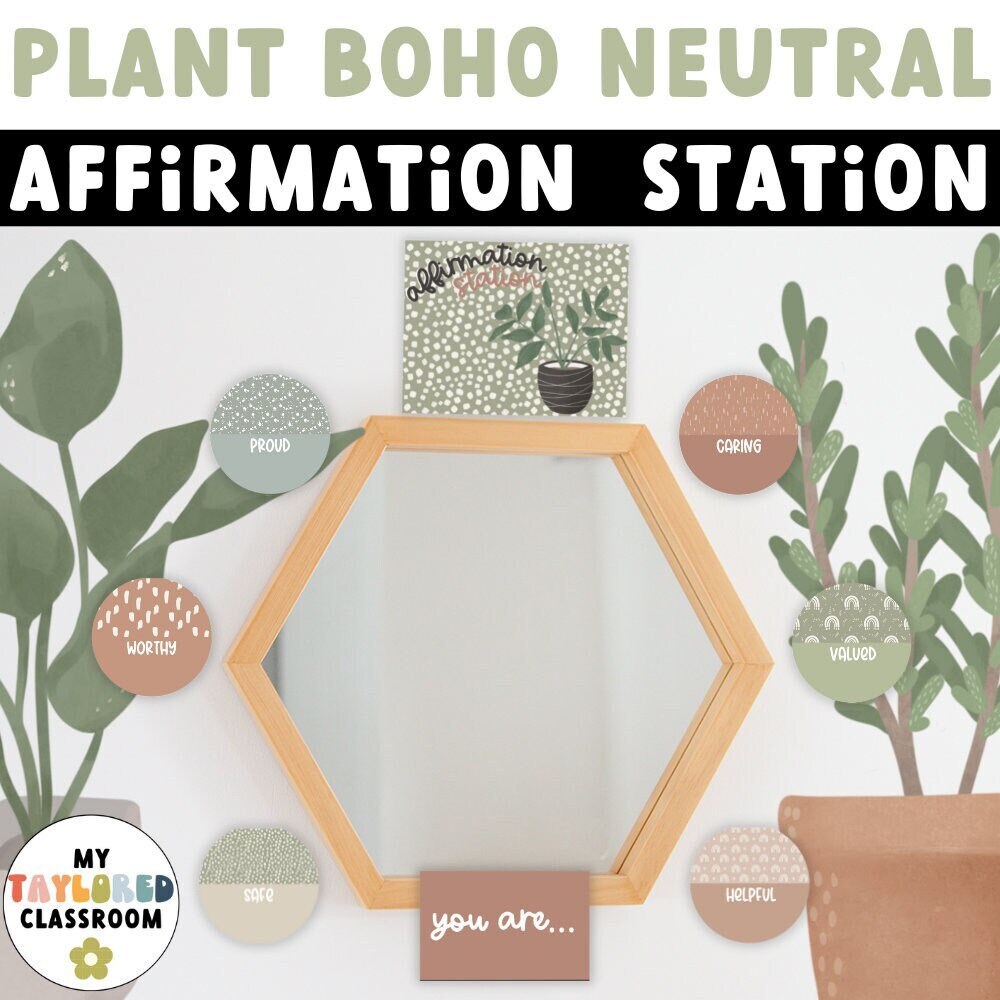 Plant Boho Neutral Affirmation Station EDITABLE Plant Classroom Decor ...