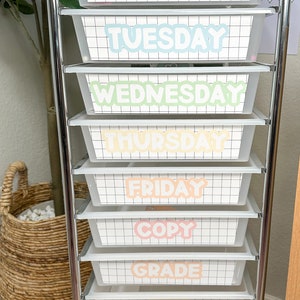 Pastel Rainbow Teacher Rolling Cart Labels | EDITABLE | Pastel ...