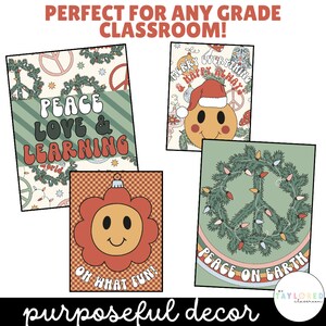 Christmas Retro Groovy Classroom Posters | Christmas Classroom Decor - Etsy