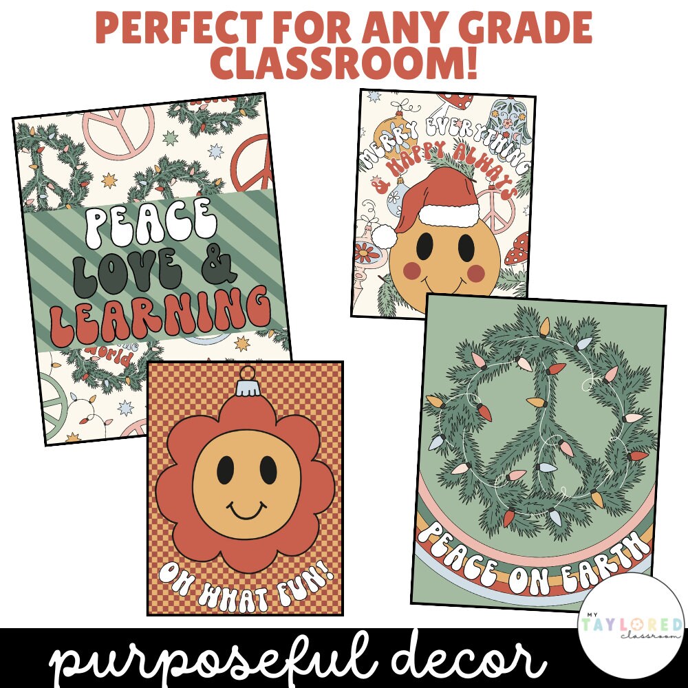 Christmas Retro Groovy Classroom Posters Christmas (Instant Download ...