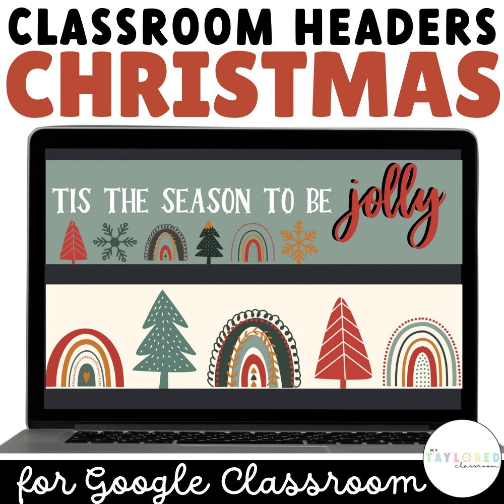 Christmas Boho Rainbow Google Classroom Headers Christmas Classroom ...