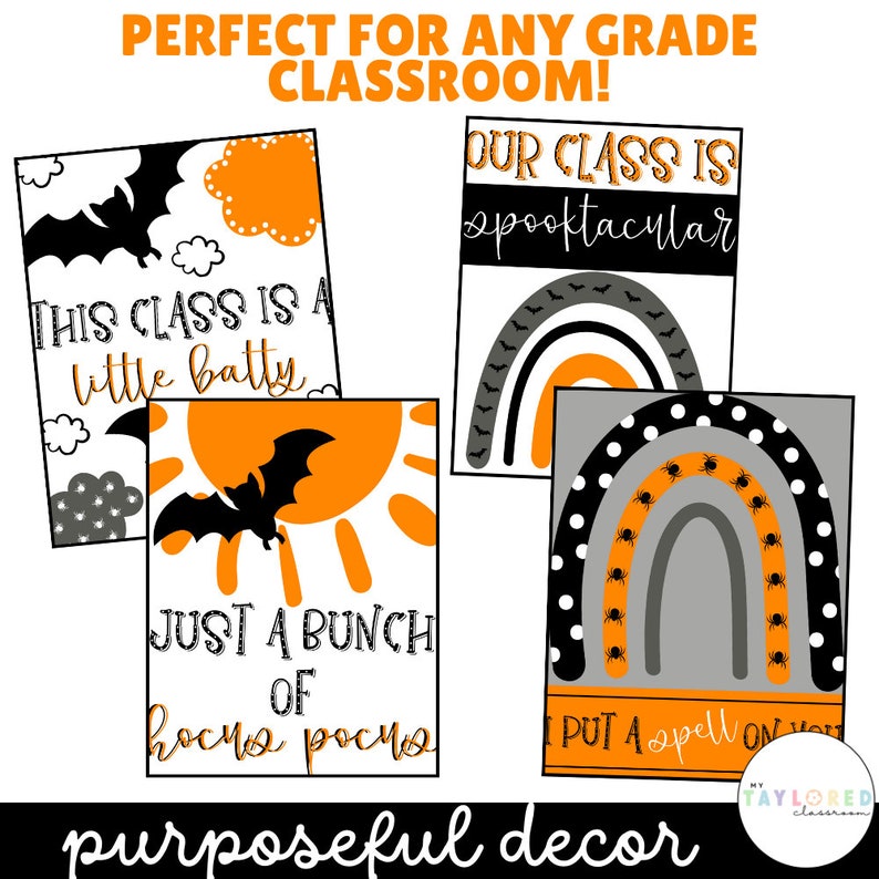 Halloween Boho Rainbow Classroom Posters | Halloween Classroom Decor ...