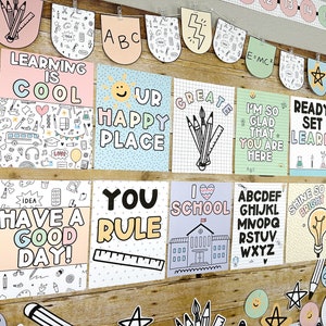 School Doodles Classroom Decor | EDITABLE | Calm Pastel Rainbow ...