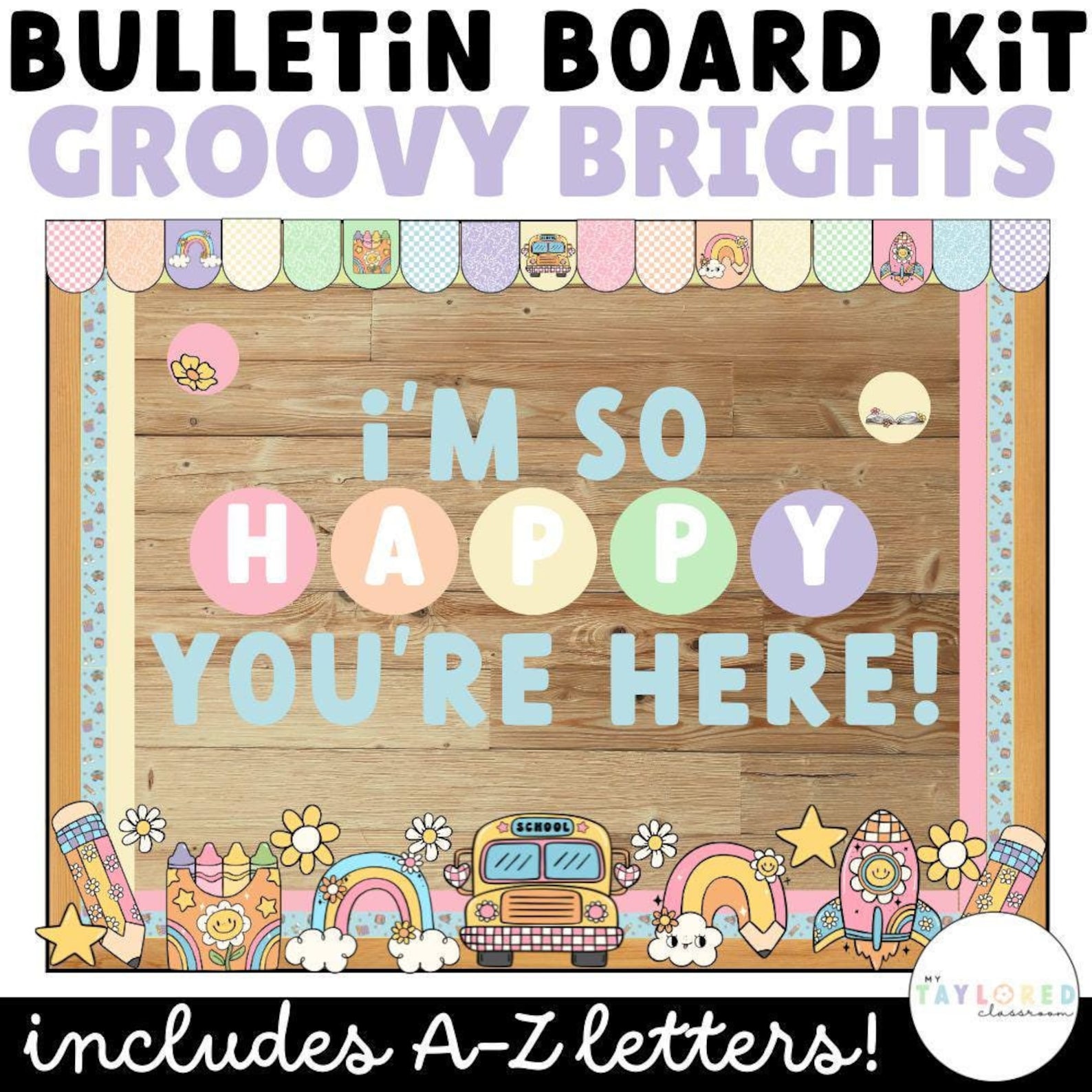 Groovy Brights Bulletin Board Kit | EDITABLE | Back to School Bulletin ...
