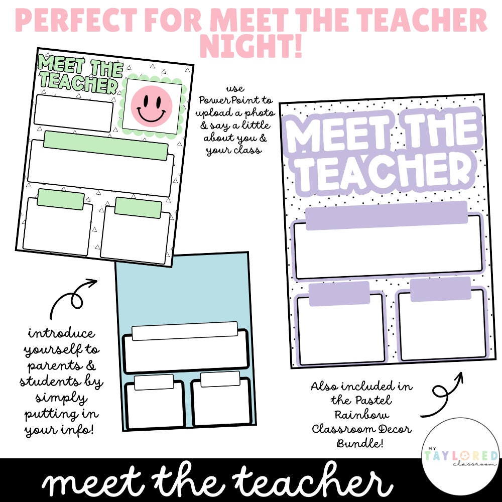 Pastel Rainbow Meet the Teacher Templates EDITABLE Pastel Classroom ...