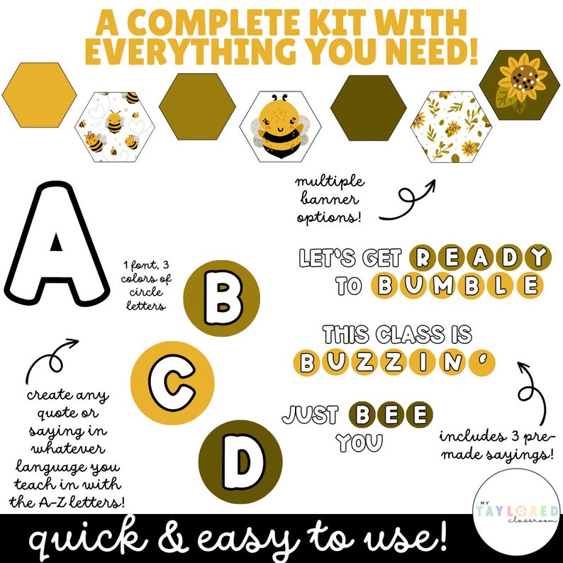 Honeybee Classroom Bulletin Board Kit | EDITABLE | Bee-themed Classroom ...