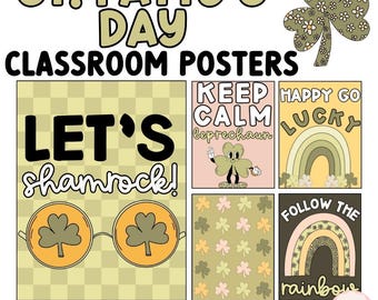 Groovy St. Patrick's Day Classroom Posters - Editable March Bulletin ...