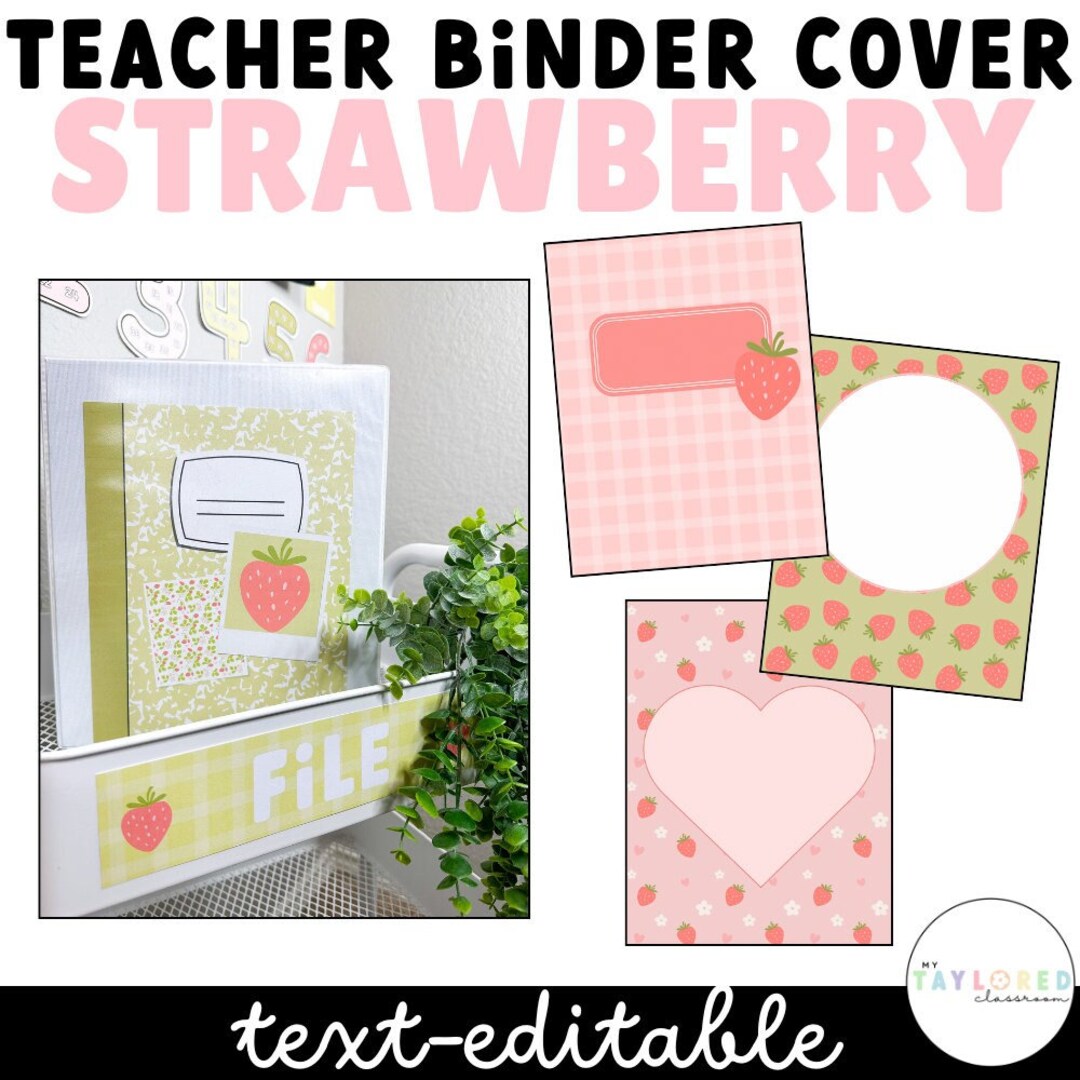 Strawberry Teacher Binder Covers | EDITABLE | Strawberry Classroom ...