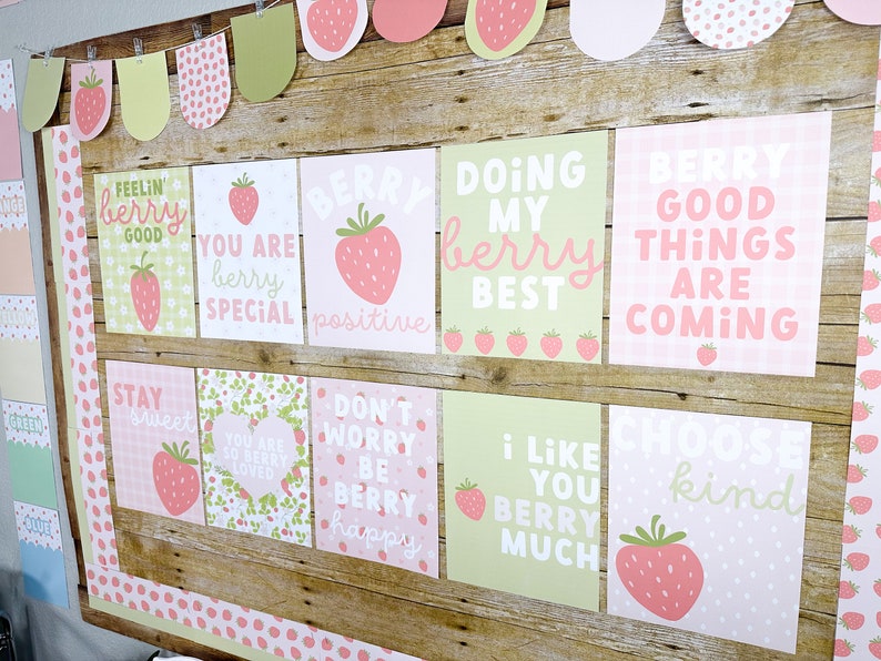 Strawberry Classroom Posters EDITABLE Strawberry Classroom Decor - Etsy