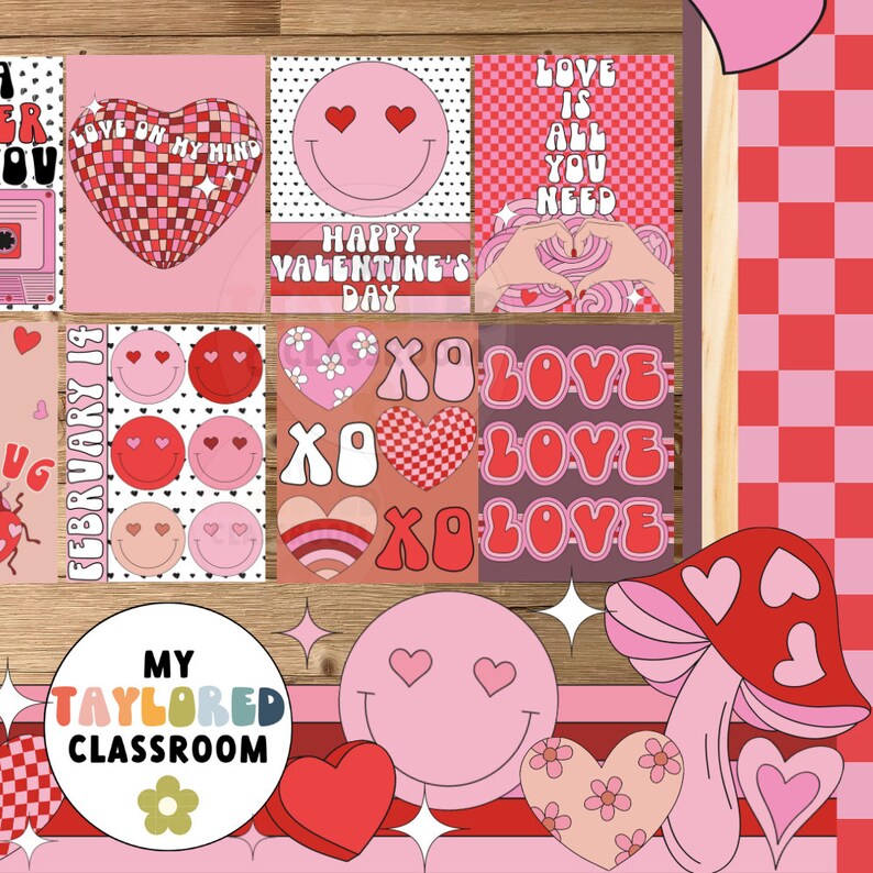 Valentine's Day Retro Groovy Classroom Posters - Etsy