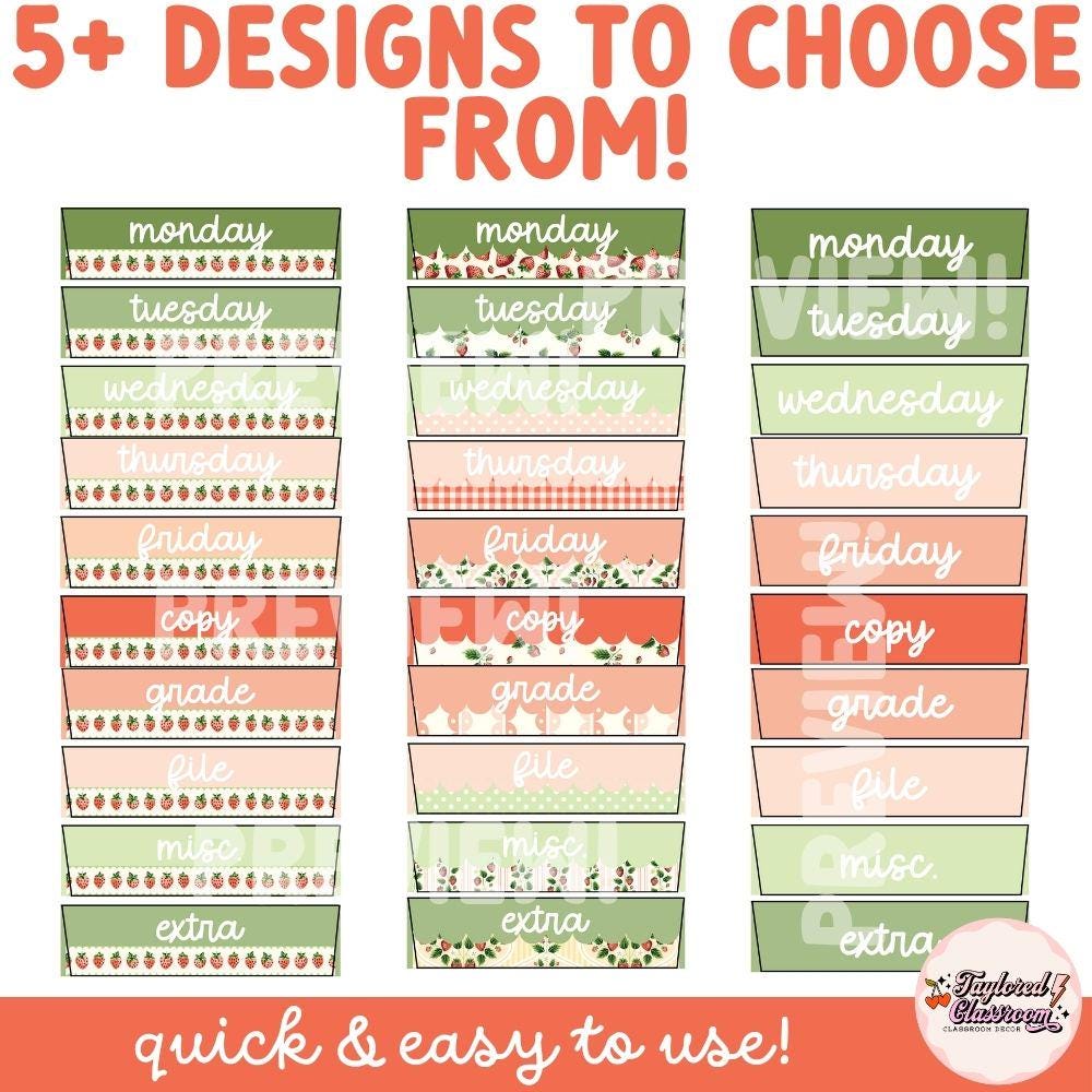 Vintage Strawberry Rolling Cart Labels – Teacher Trolley Organization ...