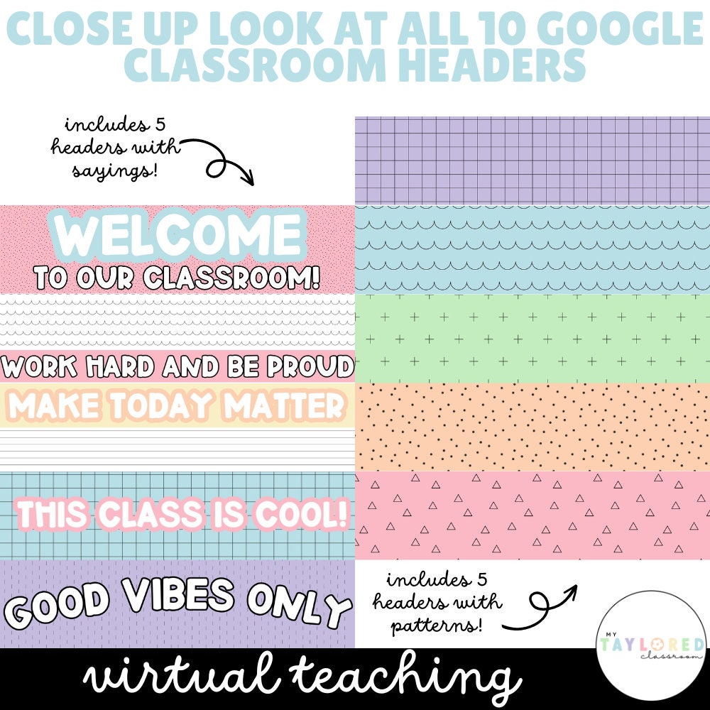 Pastel Rainbow Google Classroom Headers | Pastel Classroom Decor ...